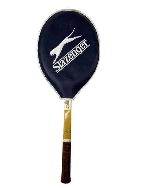 VINTAGE SLAZENGER METEOR Tennis Racket with Cover Wooden Memorabilia ...
