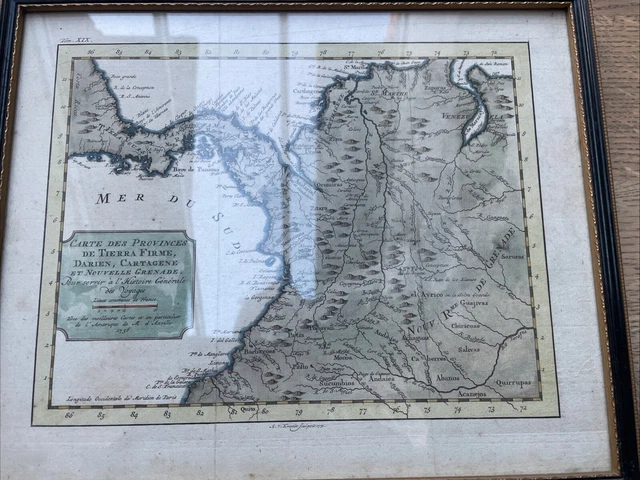 ANTIQUE 1771 AV Krevelt map of Central Panama and Northern South ...