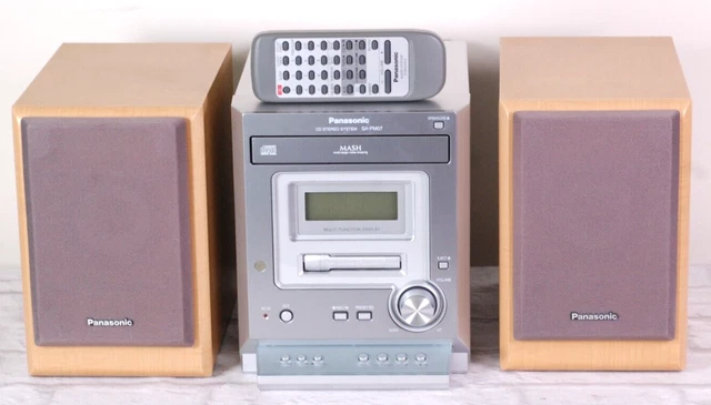 PANASONIC CD STEREO System SA-PM07 Mini Hi-Fi System Silver With Remote ...