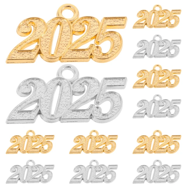 12PCS 2025 CHARMS Metal 2025 Year DIY Pendant Charms for Necklace ...
