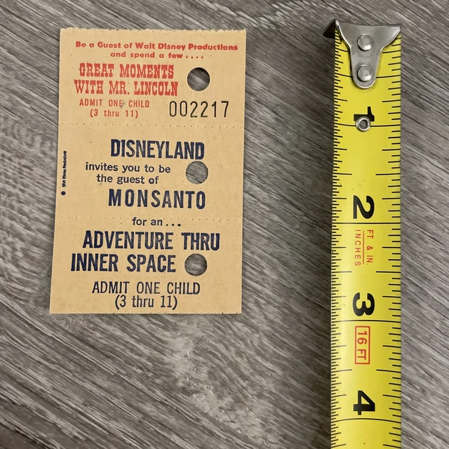 VTG DISNEYLAND EXTREMELY Rare CHILD Admit One Ticket 60's Monsanto ...