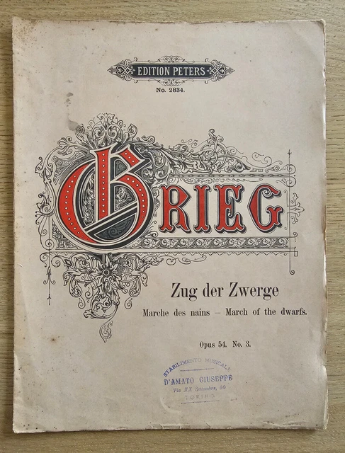 SPARTITO MUSICALE EDVARD Grieg Zug der Zwerge Opus 54 n. 3 Edition ...