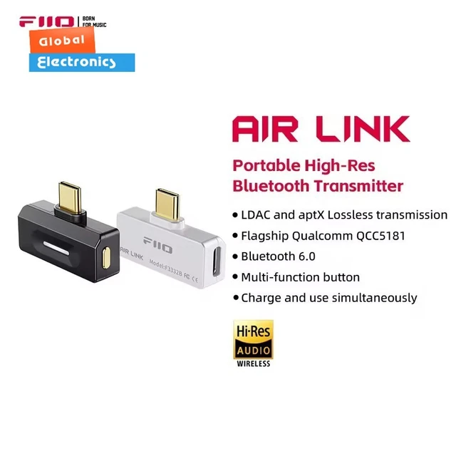 FIIO AIR LINK Type-C Bluetooth Transmitter BT6.0 for Mobile / Game ...