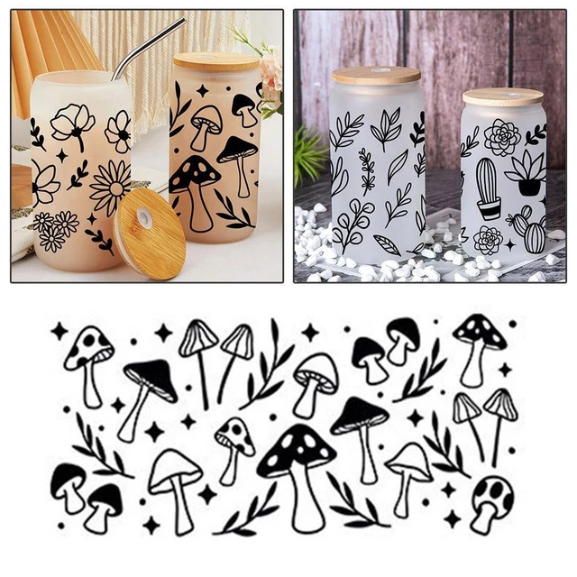 UV DTF TRANSFER Cup Wrap Transfer Sticker Glass Coffee Cup Sticker ...