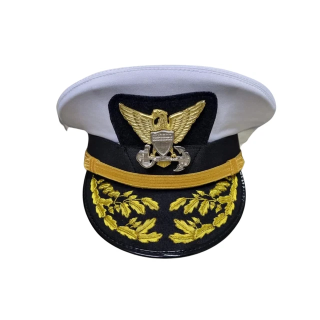 US COAST GUARD Cap All Size White Complete CPT/CDR Officer Dress ...