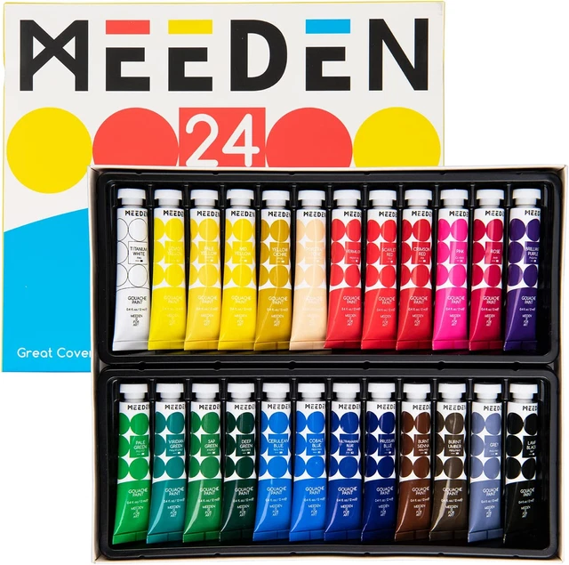 GOUACHE PAINT SET - 12Ml X 24 Vibrant Colors - Rich Pigment Non-Toxic ...