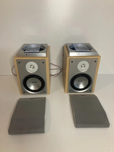 VINTAGE PHILIPS FWB-MC70/01 Bookshelf Speakers Pair WOOX Technology 6 ...