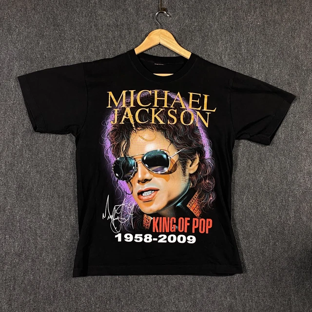 MICHAEL JACKSON RIP King of Pop Mens Large T-Shirt Black Rock Chang ...