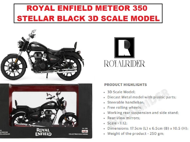 100% GENUINE ROYAL Enfield "METEOR 350 3D SCALE MODEL STELLAR BLACK ...