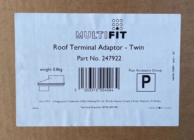 BAXI POTTERTON MULTIFIT Flue Roof Terminal Adaptor Twin Flue Group P ...