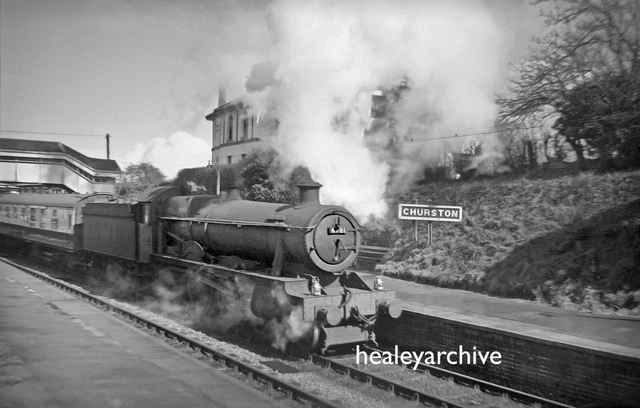 LARGER RAILWAY NEG. Churston Sta. Circa 1963 BR built 'Modified Hall ...