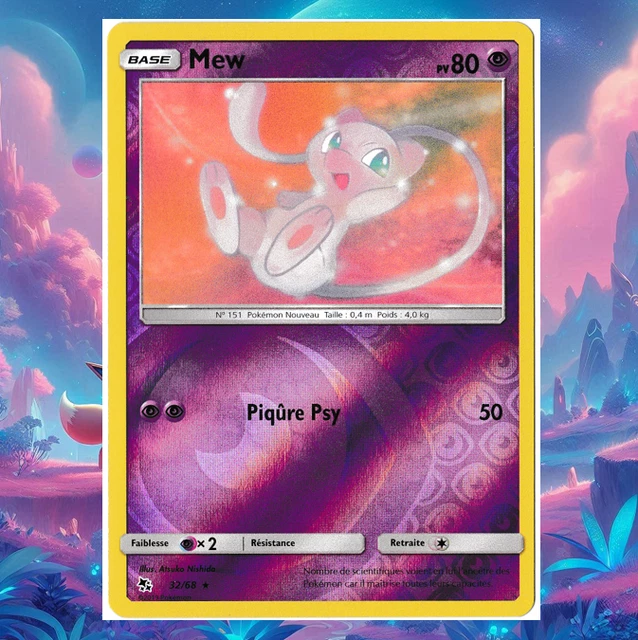 CARTE POKÉMON MEW 32/68 Holo Reverse Destinées Occultes Soleil et Lune ...