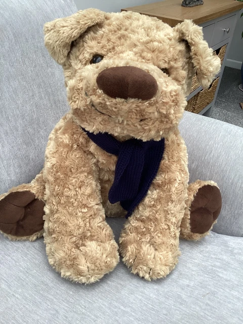 BHS VINTAGE LARGE Floppy Puppy Dog Soft Toy Plush Swirl Fur Navy Scarf ...