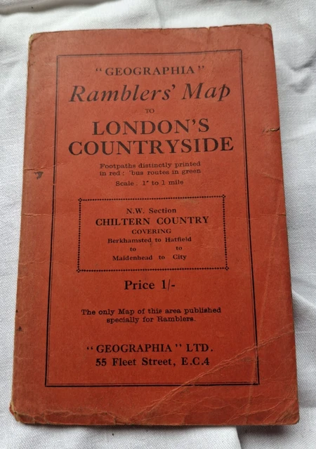 VINTAGE RAMBLERS MAP London's Countryside NW Section Chiltern Country ...