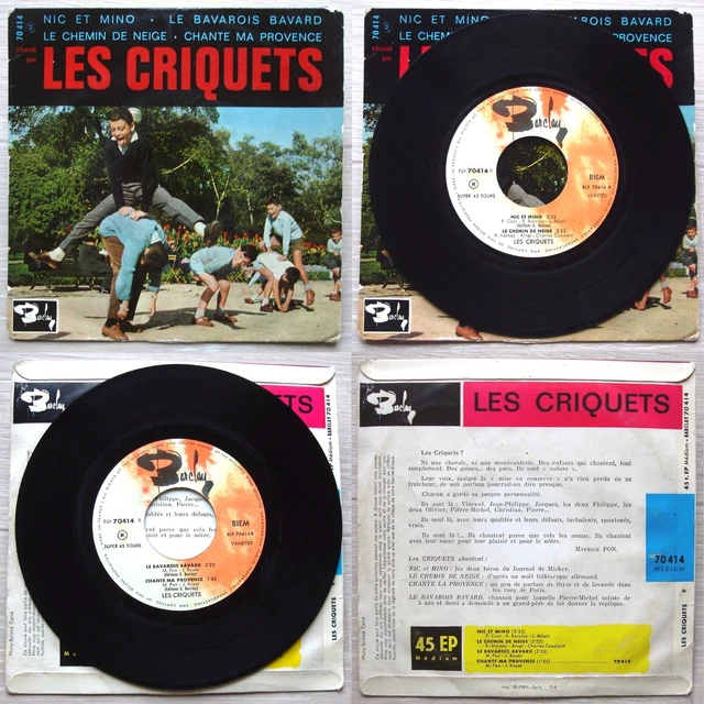 LES CRIQUETS -RARE 45t EP-NIC ET MINO-LE CHEMIN DE NEIGE-CHANTE MA PROVENCE…BIEM EUR 3,00 ...