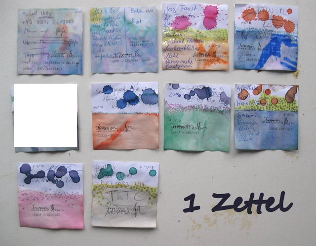 EIN (!) KAFFEE-FLECKEN-ZETTEL der abgebildeten Unikate FLUXUS KOMMISSAR ...