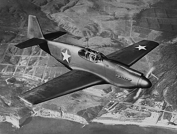 NORTH AMERICAN P-51 Mustang Fighter On Test Flight Old Aviation Photo ...