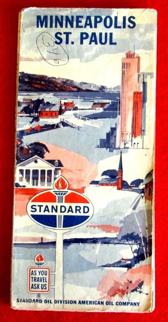 1965 STANDARD OIL Map of Minneapolis & St. Paul Minnesota c $4.95 ...