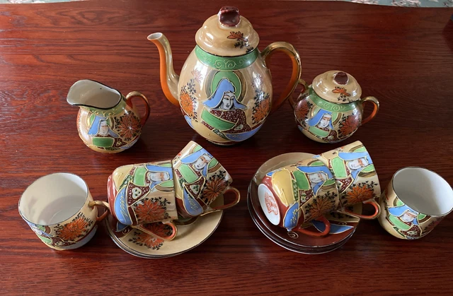 GENUINE SAMURAI CHINA Tea/Coffee Set Vintage Hand Painted Complete Set ...