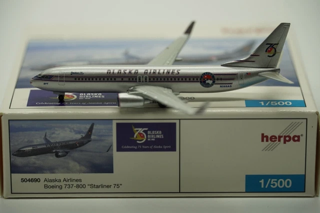 HERPA WINGS 1:500 Alaska Airlines Boeing 737-800 Starliner 75 (504690) EUR 21,99 - PicClick DE