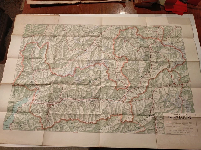 ANTICA MAPPA CARTINA Provincia Di Sondrio Anni 50 Molto Grande EUR 5,00 ...