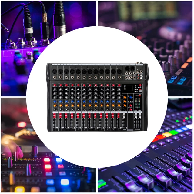 MIXING CONSOLE LIVE Studio Audio DJ Mixer Sound Board USB Interface 12 ...