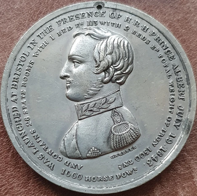 1843 LAUNCH SS Great Britain Prince Albert Medal Gardner White Metal ...