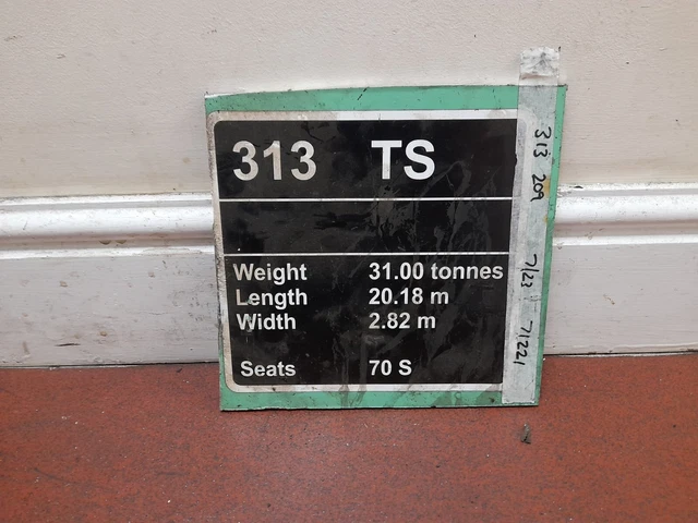 CLASS 313 'FLAMECUT' Vehicle Data Panel from TS 71221 of unit 313209 £ ...