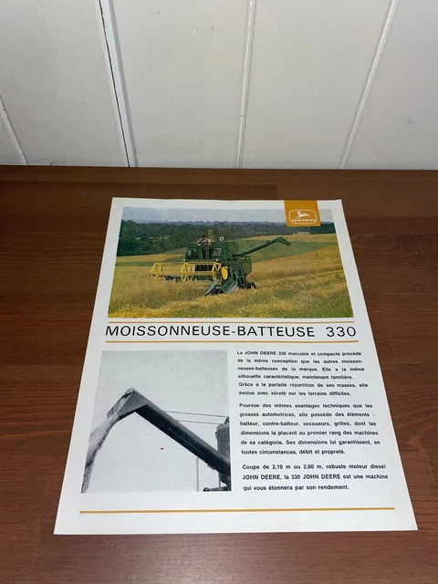 BROCHURE PROSPEKT PROSPECTUS MOISSONNEUSE BATTEUSE JOHN DEERE 330 tracteur-claas EUR 5,99 ...