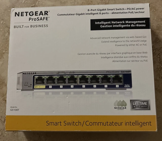 NETGEAR GS108T 8 Port Gigabit Smart Switch Sealed $44.99 - PicClick