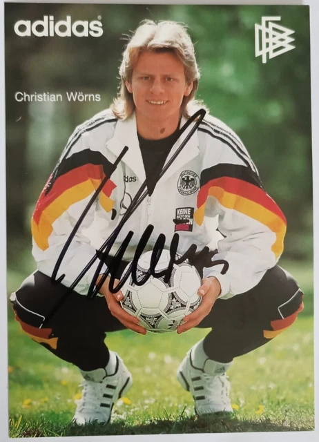 CHRISTIAN WÖRNS DFB BVB Leverkusen handsignierte Autogrammkarte WM EM ...