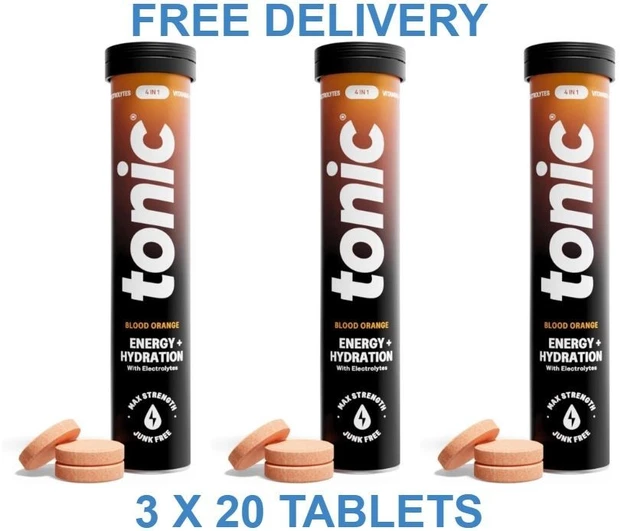 TONIC HEALTH 4-IN-1 Energy + Hydration Effervescent Tablets 3 x 20 ...