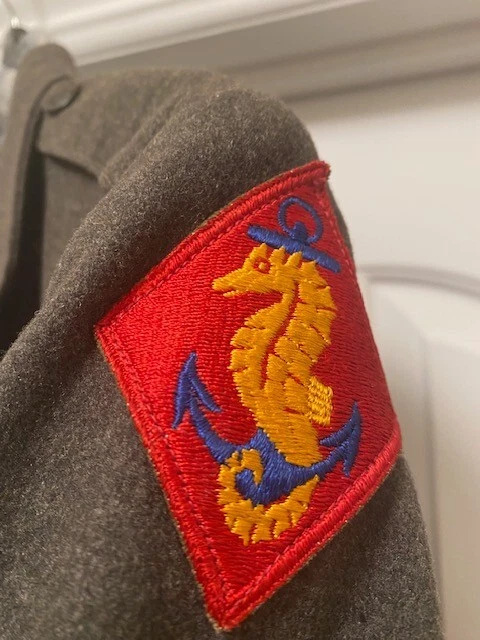 WW2 USMC MARINE Corps jacket uniform named Ships Detachment patch Alpha ...