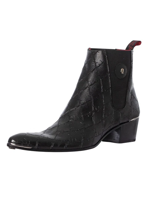 JEFFERY WEST MEN'S Skull Leather Chelsea Boots, Black £135.95 - PicClick UK