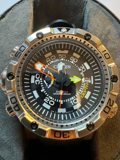 CITIZEN PROMASTER AQUALAND BN2021-03E 200m J250 Eco Drive Depth Gauge ...