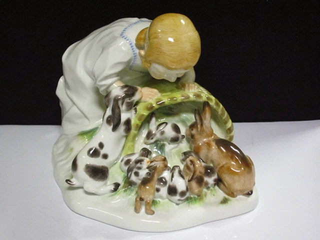 MEISSEN MAX BOCHMANN Jugendstil Figur Kind Mit Kaninchen Nummer 73441 1 ...