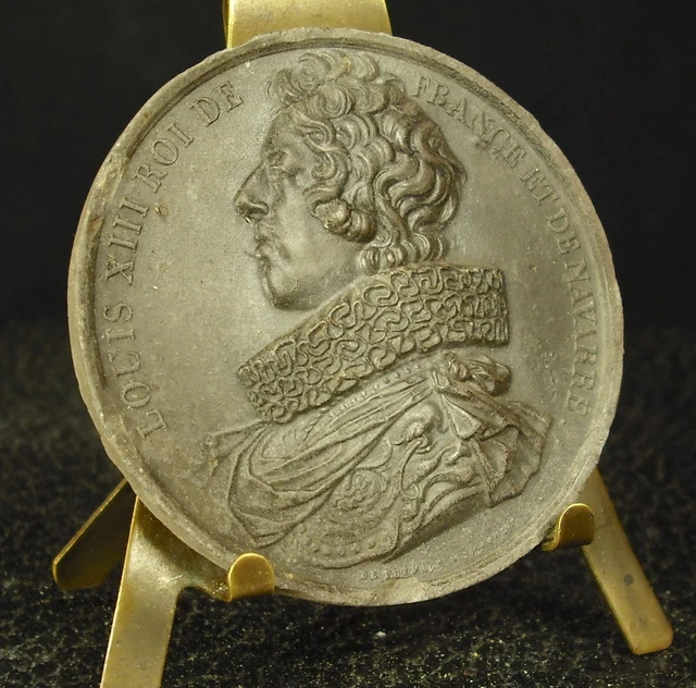MÉDAILLE XIX KING Roi Louis XIII curiosité profil gauche par Caque 51mm ...