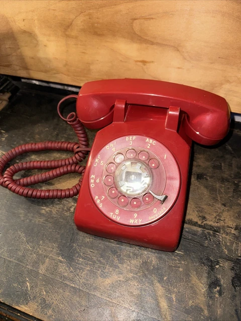 VINTAGE BELL SYSTEM Red Rotary Desk Table Phone Used. £218.63 - PicClick UK