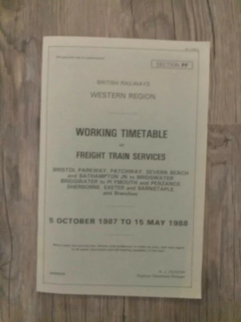 BRITISH RAILWAYS WESTERN Region Timetables of Freight Train Services £ ...