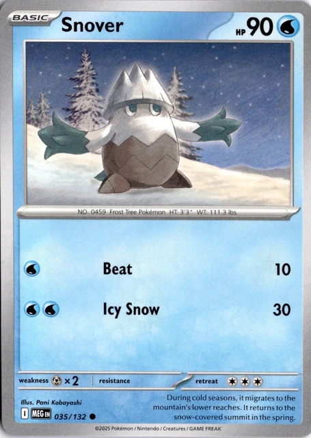 SNOVER - COMMON ME01: Mega Evolution 035/132 Pokémon Card TCG EUR 1,13 ...