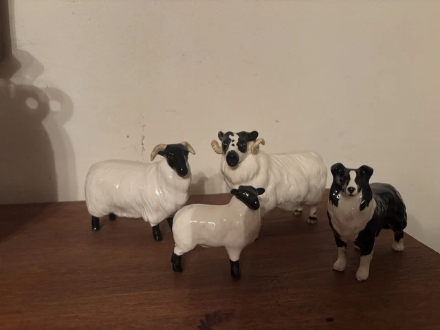 VINTAGE BESWICK FAMILY - Ram Sheep Lamb border collie £115.10 - PicClick UK