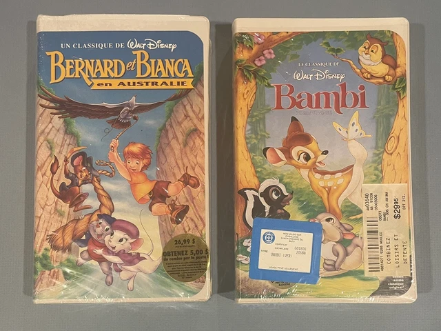 LOT, 2 FRENCH SEALED Disney VHS, Bambi, The Rescuers Down Under, Mint ...