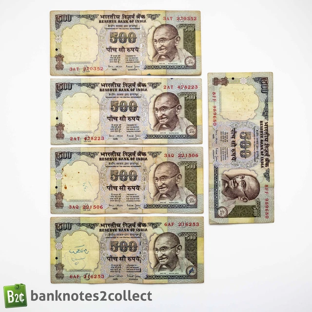 INDIA: 5 X 500 Indian Rupee Banknotes. £0.99 - PicClick UK