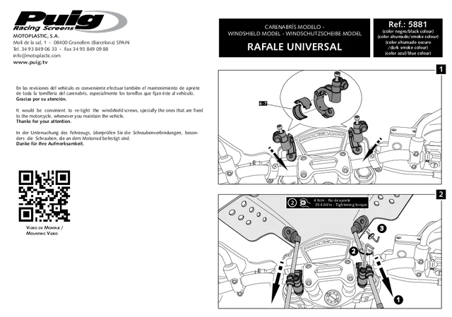 PUIG RAFALE PARABREZZA Parabrezza Moto per Honda Monkey 125 (19-24) EUR ...