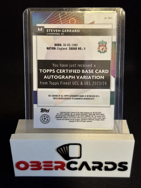 23/24 TOPPS FINEST - Steven Gerrard (LIVERPOOL FC) AUTO - 124/150 Bleu ...