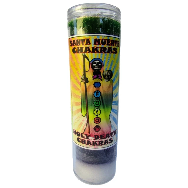 VELADORA SANTA MUERTE las Chakras 7 Colores / Holy Death Chakra 7 Color ...