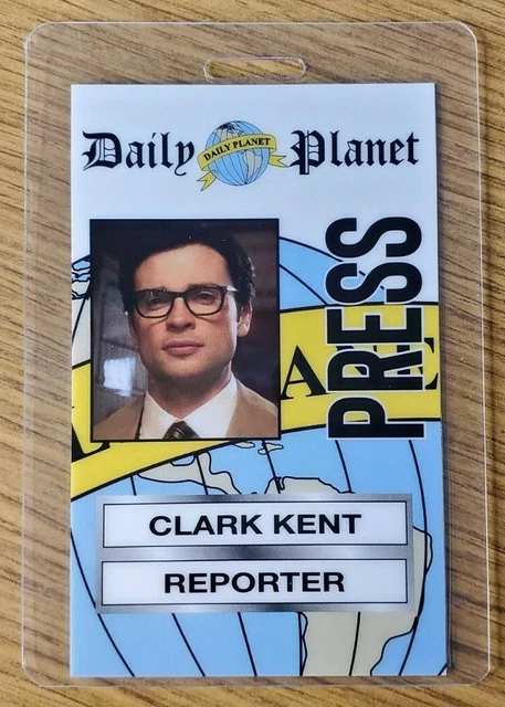 SUPERMAN SMALLVILLE ID Badge-Clark Kent Daily Planet Reporter costume ...