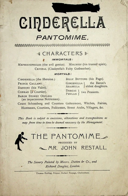 RARE VICTORIAN PANTOMIME Script by John Restall Cinderella 1898 ...