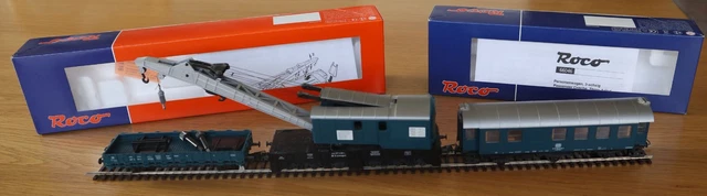 ROCO 66046 KRANWAGEN Kranzug - Wagen - Set 3-tlg der DB Epoche IV OVP 1 ...