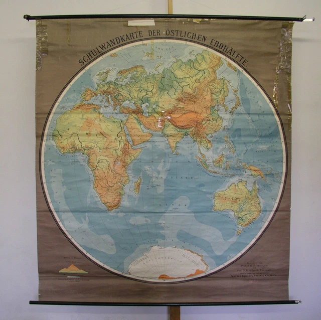 SCHOOL WALL MAP Eastern Hemisphere Planisphere ~1930 £482.33 - PicClick UK